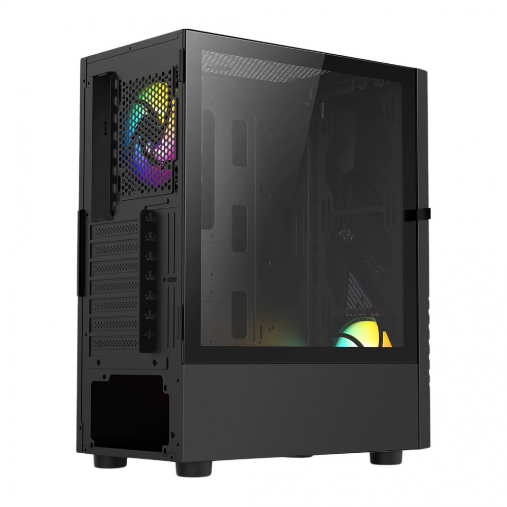 Vida EOS Mid ATX Gaming PC Case, 2x 120mm ARGB LED Fans, LED Stips ...